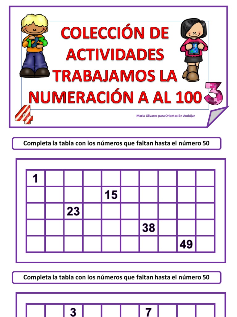 COMPLETAS ACTIVIDADES DE NUMERACION CON Los Números Del 1 Al 100 | PDF