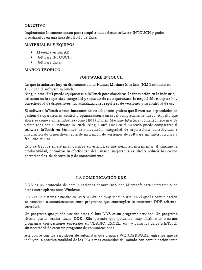 INTOUCH | PDF | Microsoft Excel | Software