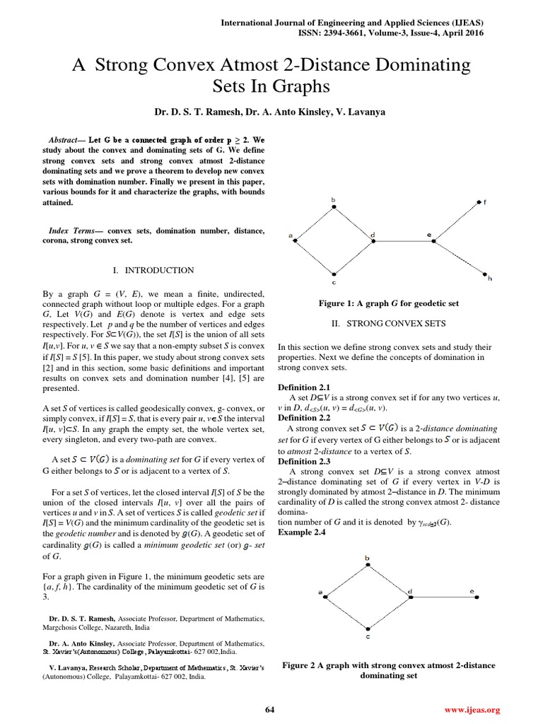 A Strong Convex Atmost 2-Distance Dominating Sets in Graphs | PDF | Vertex (Graph Theory ...
