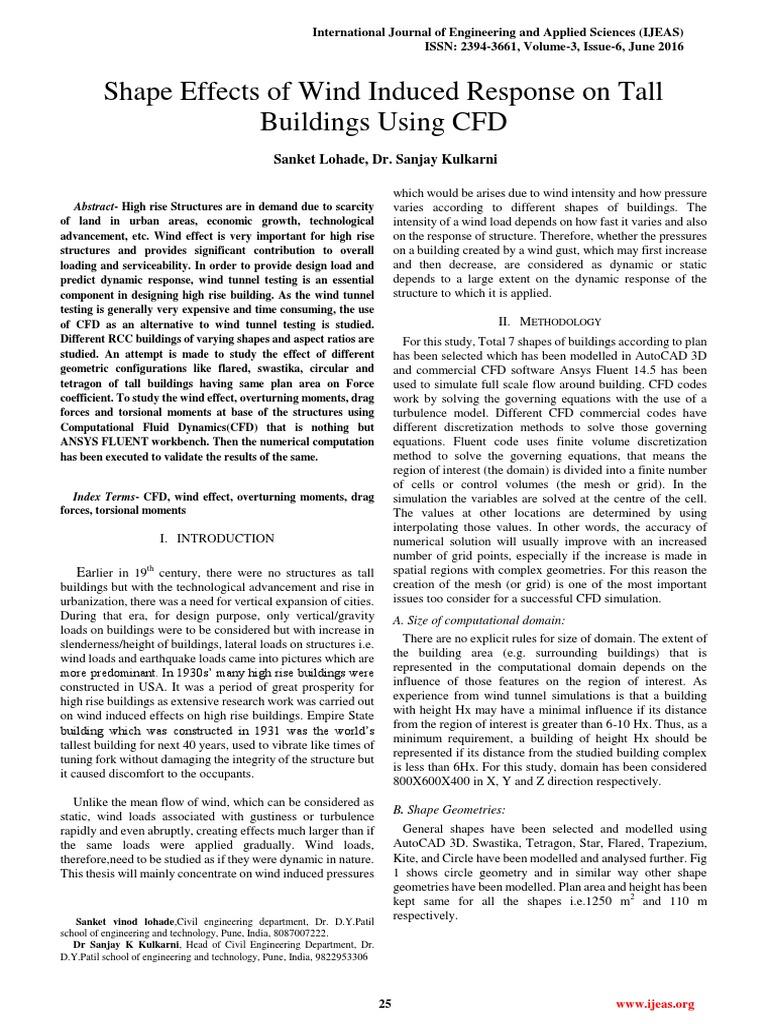 Shape Effects of Wind Induced Response On Tall Buildings Using CFD ...