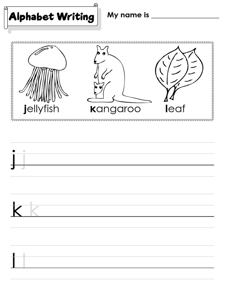Alphabet Writing: Jellyfish Kangaroo Leaf | PDF | Home & Garden