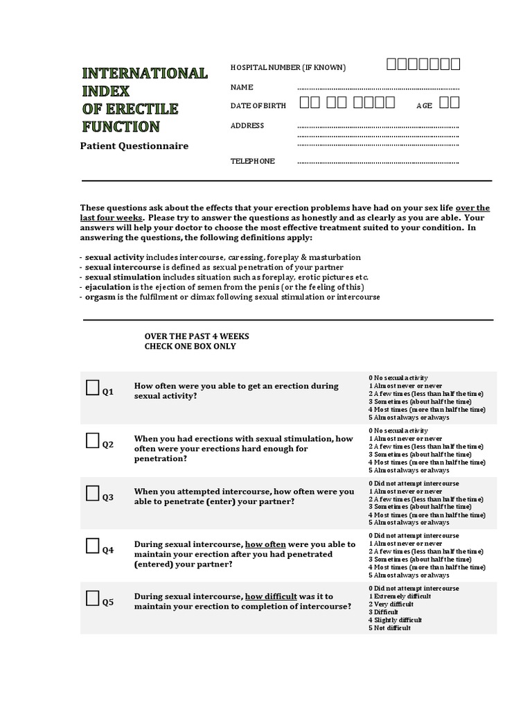 (IIEF) : Patient Questionnaire | PDF | Sexual Intercourse | Orgasm