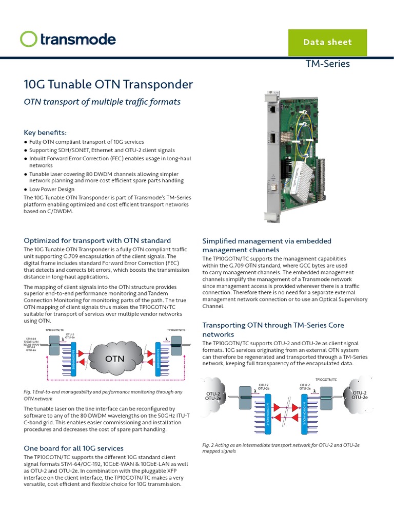 10G Tunable OTN Transponder: OTN Transport of Multiple Traffic Formats ...