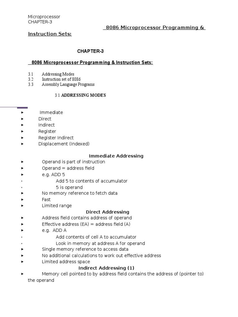 8086 Microprocessor Programming & Instruction Sets:: Immediate ...