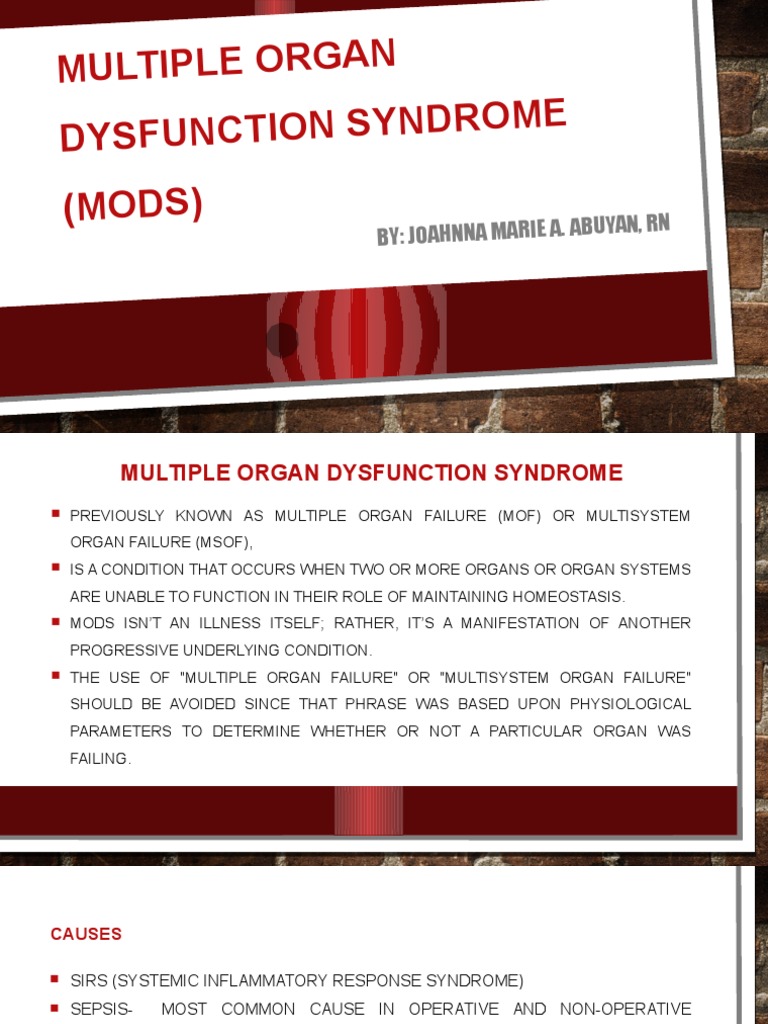 Multiple Organ Dysfunction Syndrome Mods | PDF