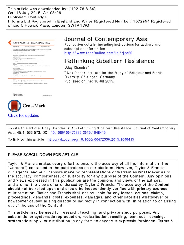 Introduction - Rethinking Subaltern Resistance PDF | PDF | Hegemony ...