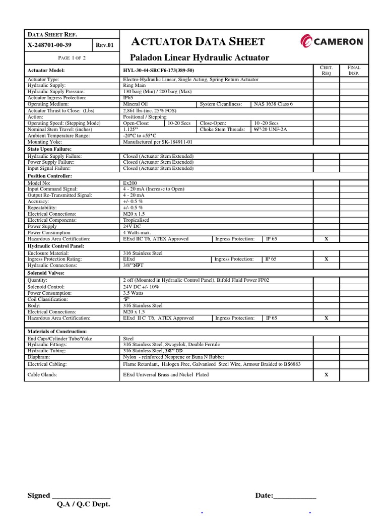 Data Sheet E-H Actuator | PDF | Actuator | Valve