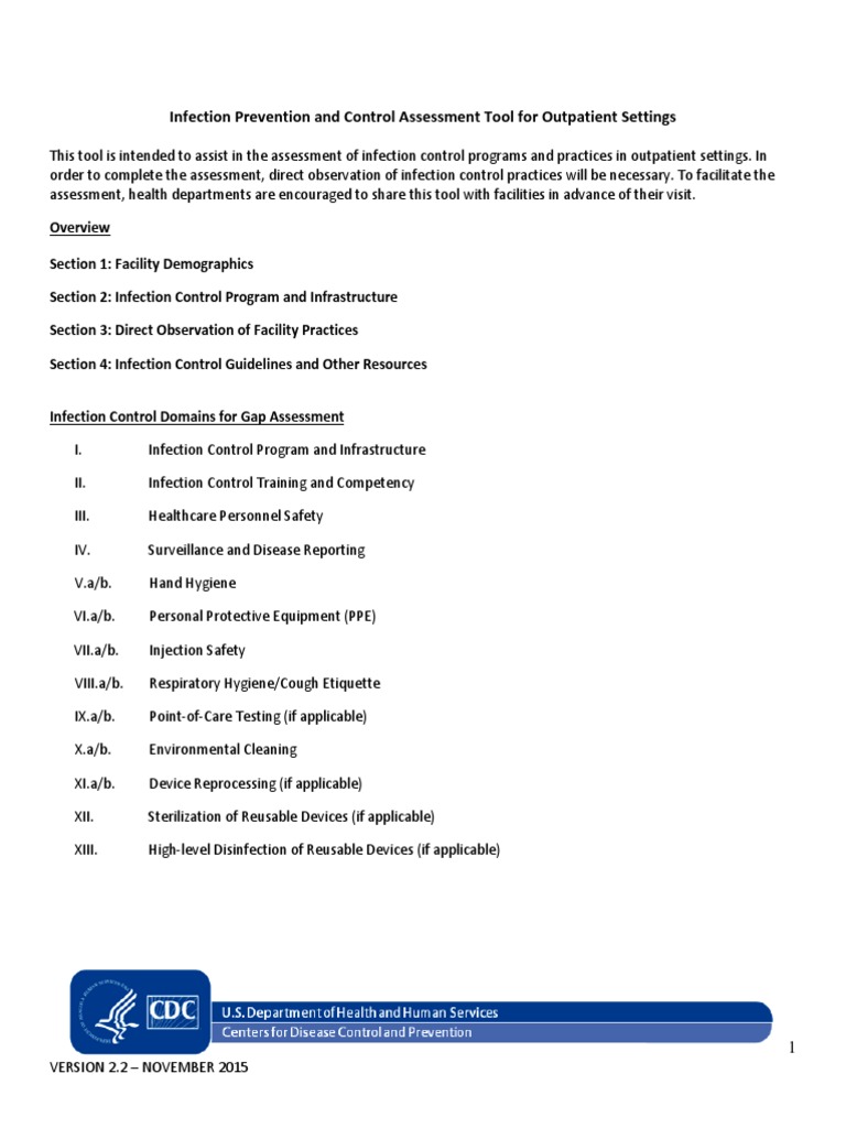 Assessing Infection Prevention and Control in Outpatient Settings: A ...