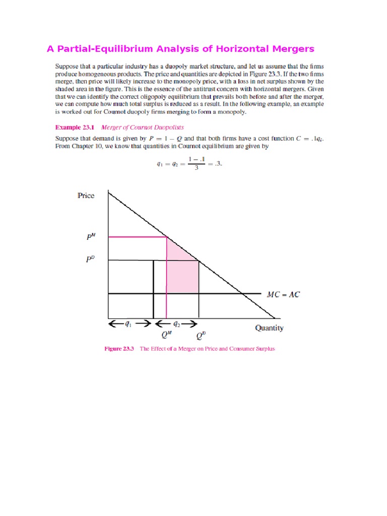 A Partial-Equilibrium Analysis of Horizontal Mergers | PDF