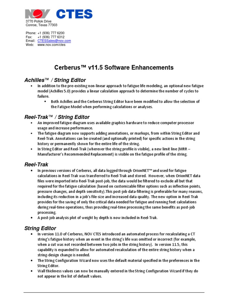 Cerberus™ v11.5 Software Enhancements: ™ / String Editor | PDF ...