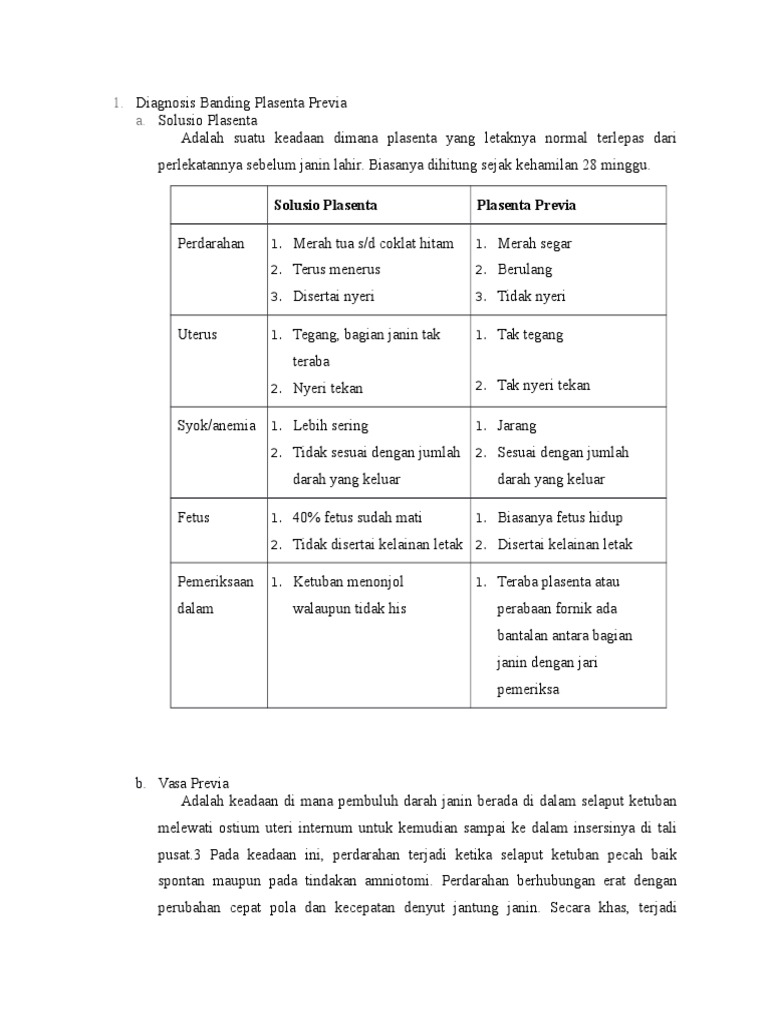 Diagnosis Banding Plasenta Previa | PDF | Pengembangan Diri | Sains & Matematika