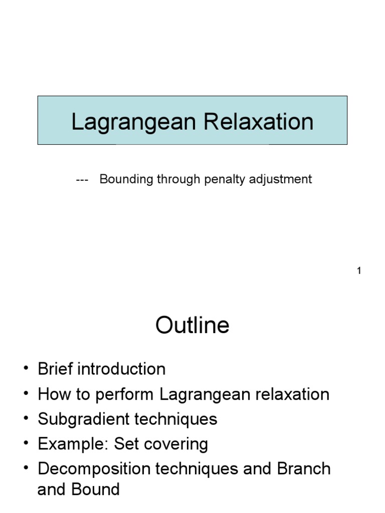 Lagrangian Relaxation | PDF | Mathematical Optimization | Lagrangian ...