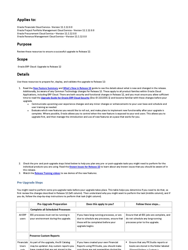 Upgrade Preparation ERP | PDF | Cloud Computing | Enterprise Resource Planning