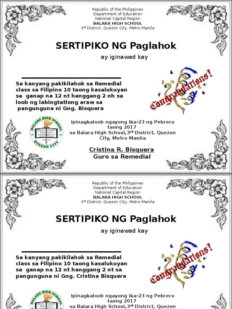 Certificate Remedial 2016 | PDF