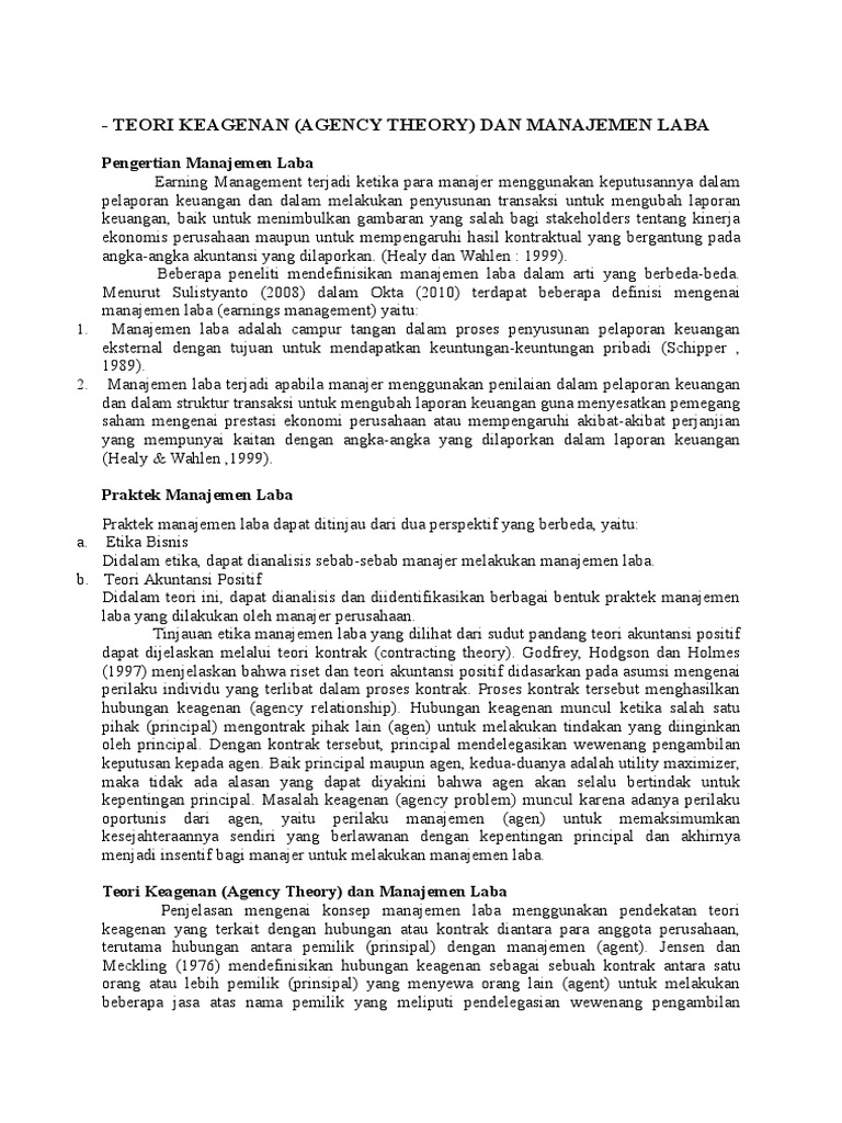 Teori Keagenan | PDF