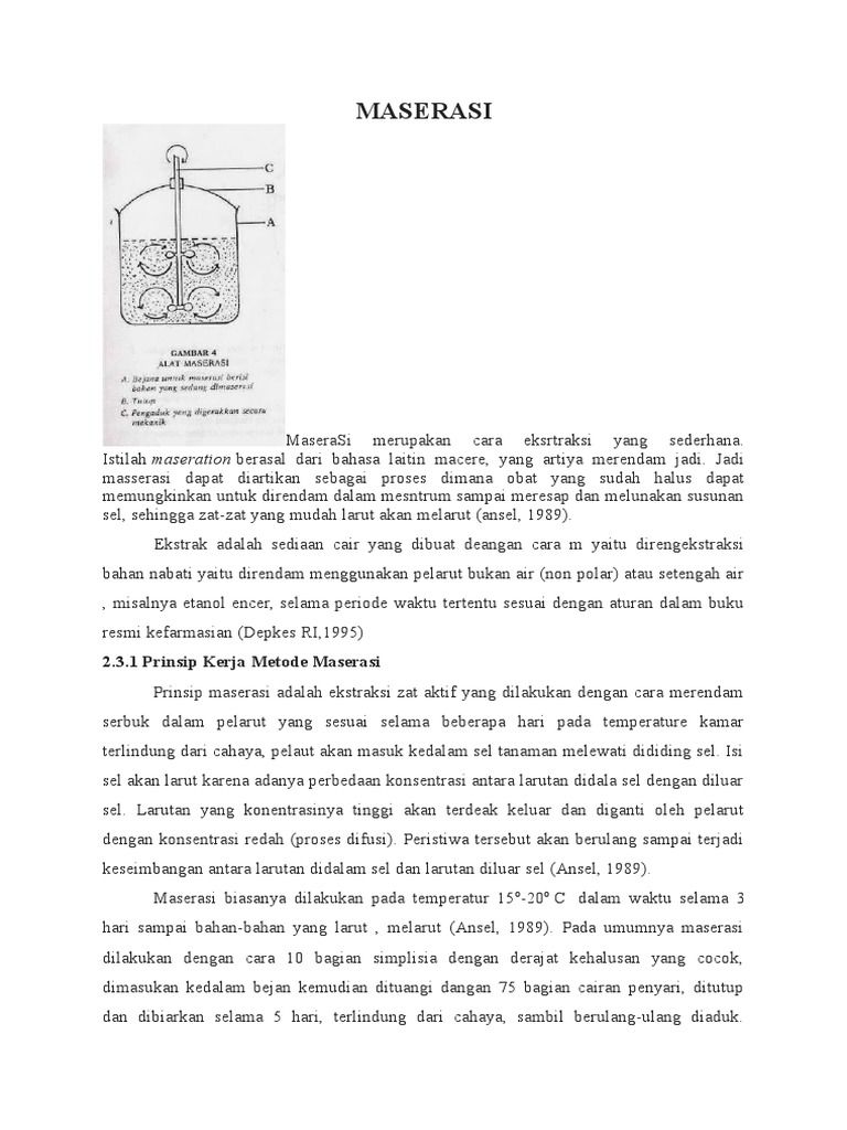 Metode Maserasi: Prinsip dan Pelarut | PDF
