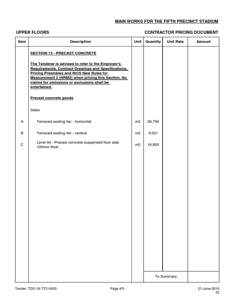 BOQ Precast Concrete | PDF | Business