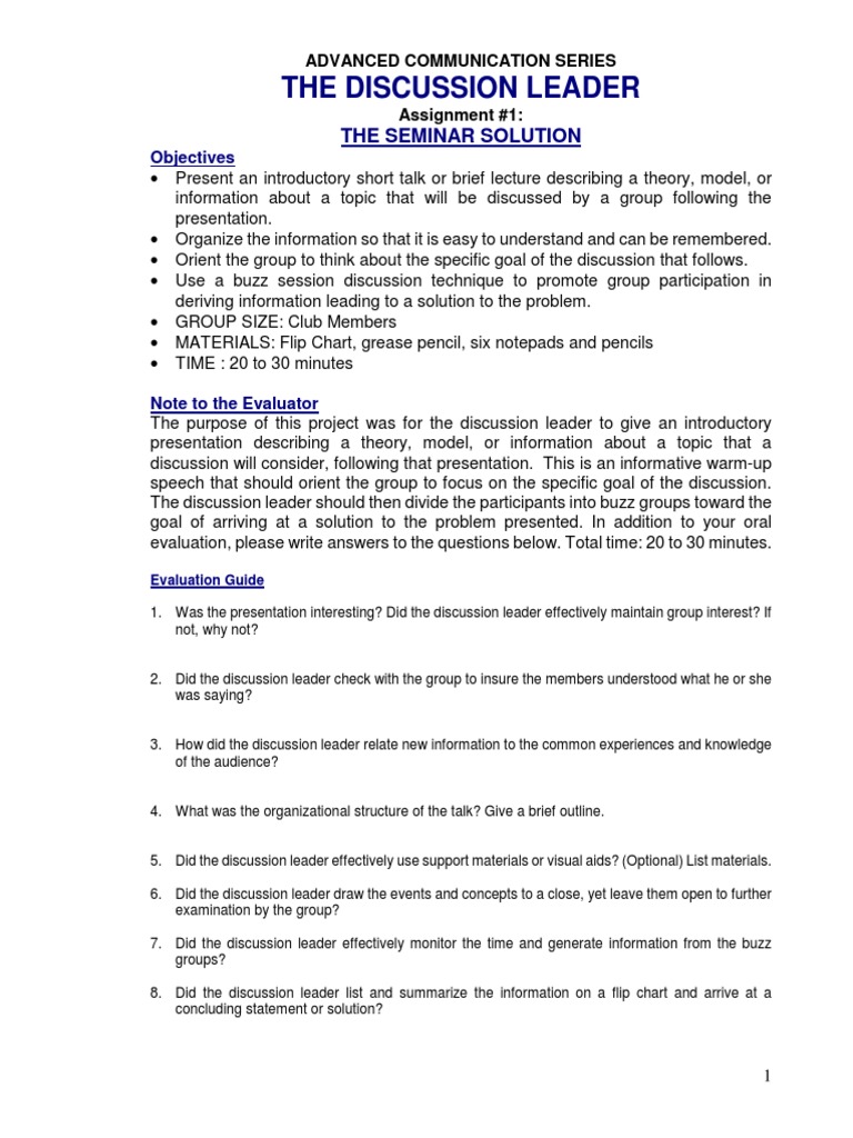 Adv TheDiscussionLeader | PDF | Brainstorming | Internet Forum
