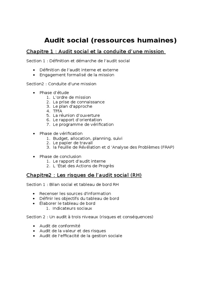 Audit Interne Des Ressources Humaines (1) | Audit | Ressources humaines