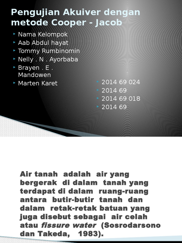 Pengujian Akuiver Dengan Metode Cooper - Jacob | PDF