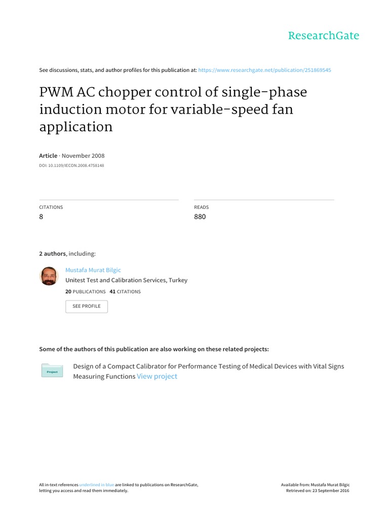 PWM AC Chopper Control of Single-Phase | PDF | Power Electronics ...