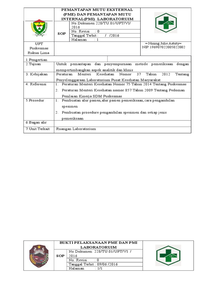 Bukti Pelaksanaan Pmi Dan Pme | PDF