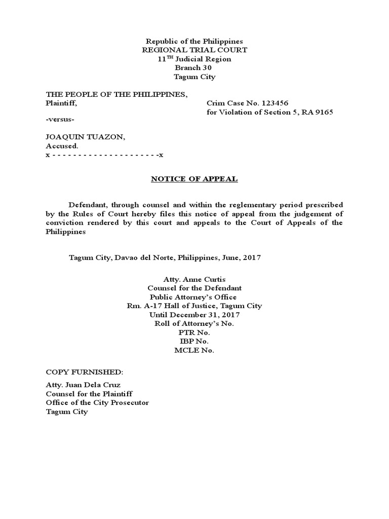 Notice of Appeal | PDF