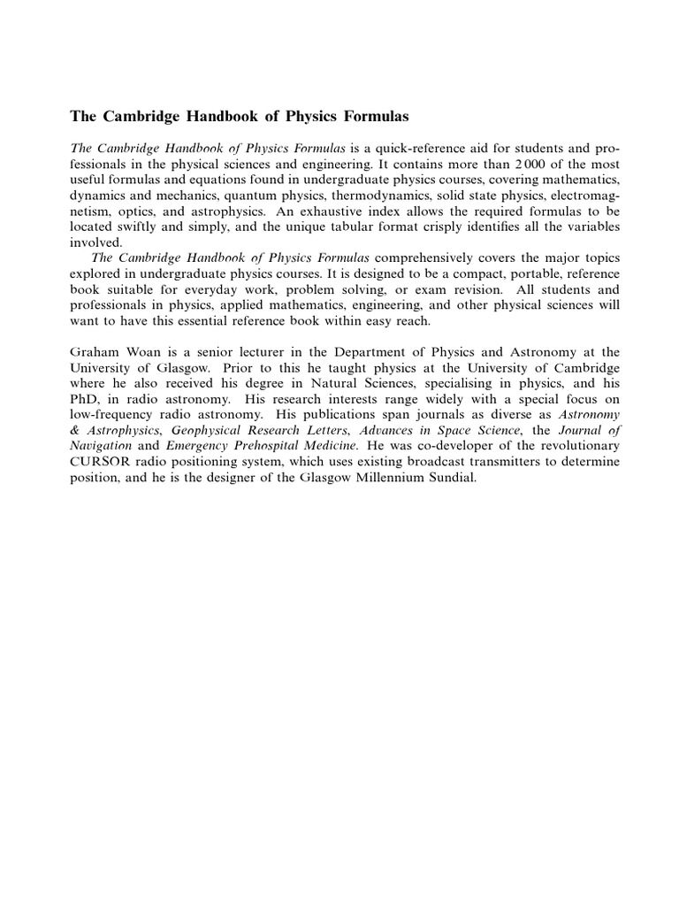 The Cambridge Handbook of Physics Formulas | PDF | Lens (Optics ...
