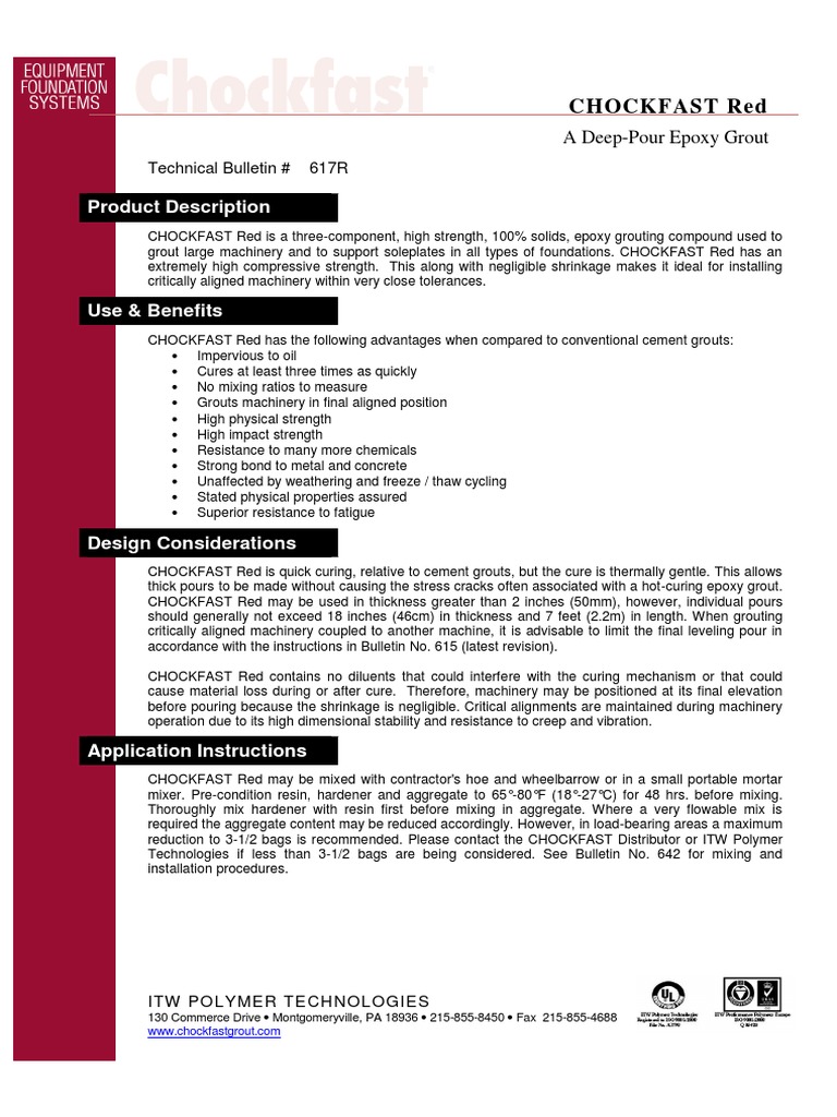 3. Data sheet mortero(grout) epóxico chockfast red.pdf | Strength Of ...