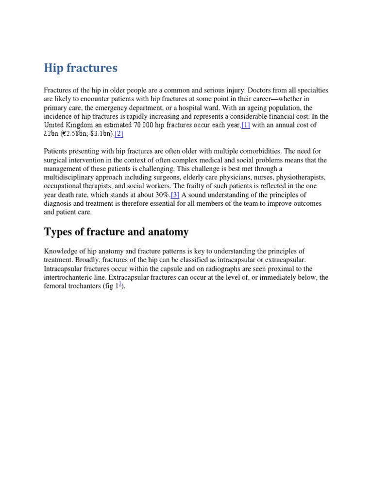Hip Fractures: Types of Fracture and Anatomy | PDF | Hip | Clinical ...