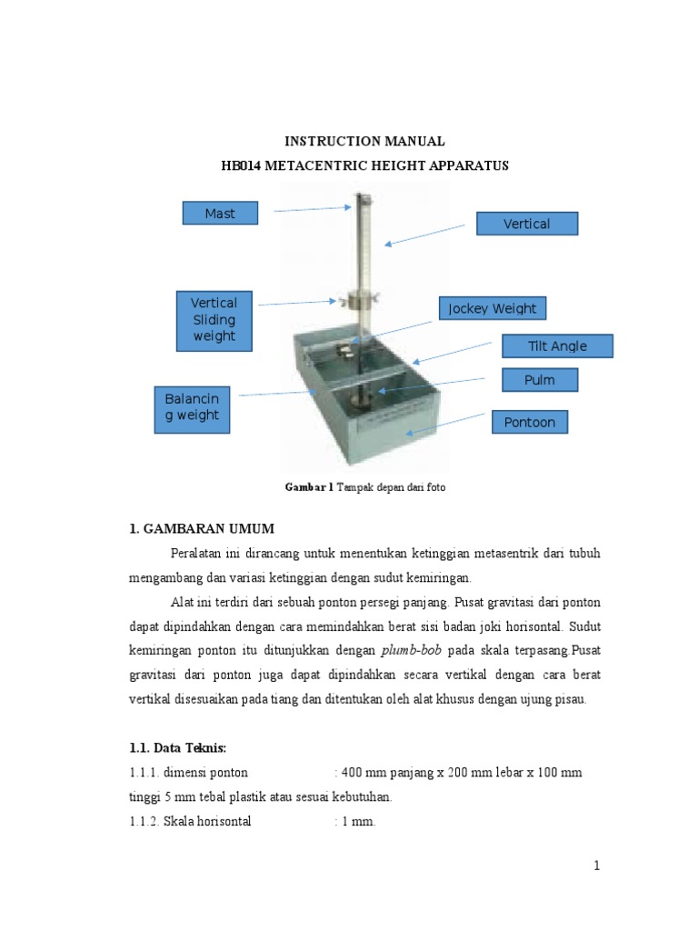 Laporan 1 Metacentric Height Apparatus (Pontoon) | PDF