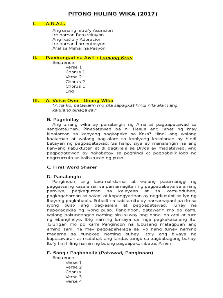 Pitong Huling Wika | PDF