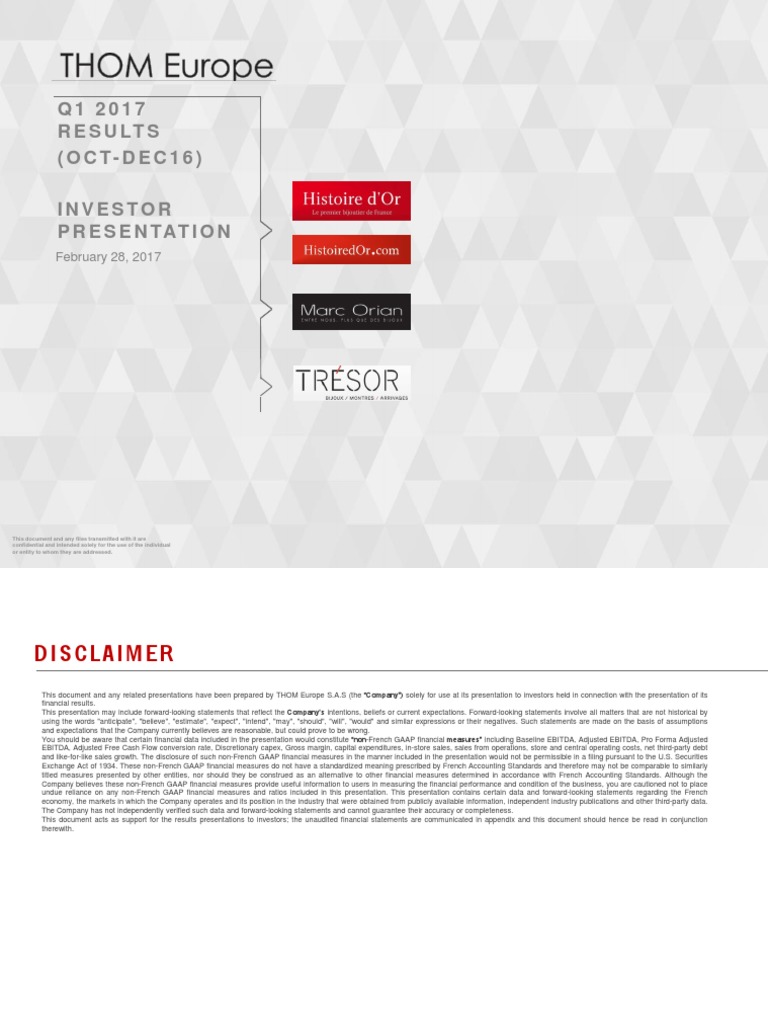 THOM EUROPE Q117 Investor Presentation v4 | PDF | Capital Expenditure ...