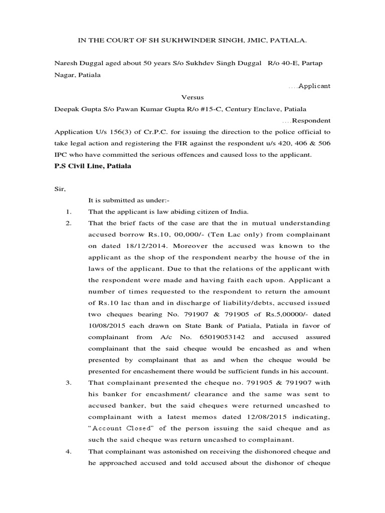 156 3 Naresh Duggal | Download Free PDF | Cheque | Bail