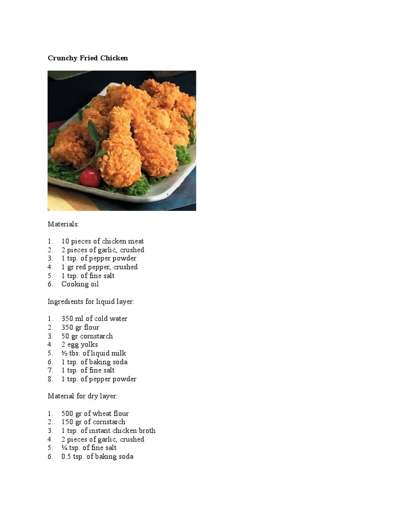 Fried Chicken FFHHH | PDF | Corn Starch | Flour