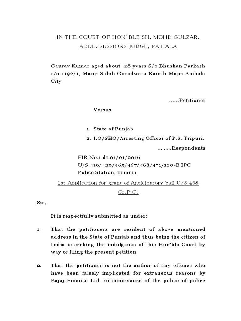 Bail 438 Gaurav Kumar | Bail | Affidavit