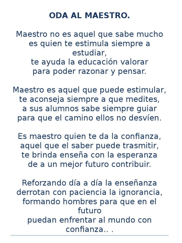 Oda al Maestro: Reflexiones y Poemas | PDF