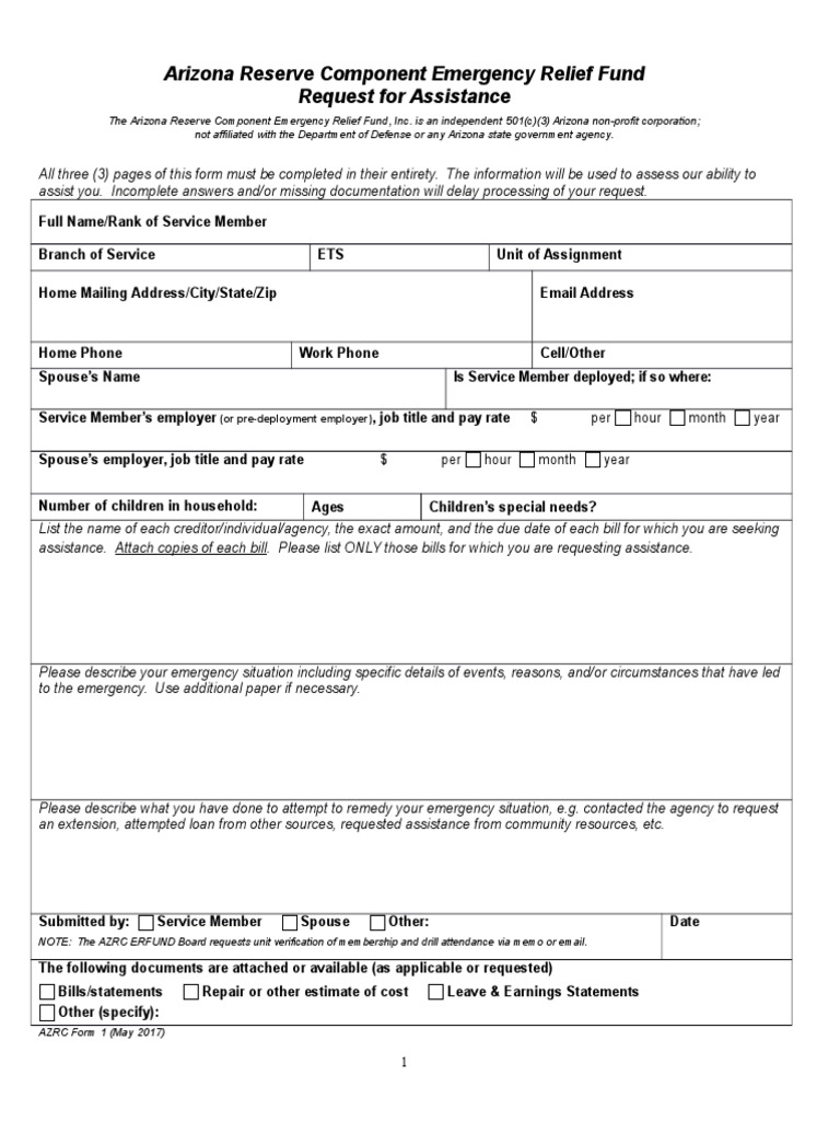 AZRC-ERF Fillable Application Forms (May 2017) | PDF | Credit (Finance ...