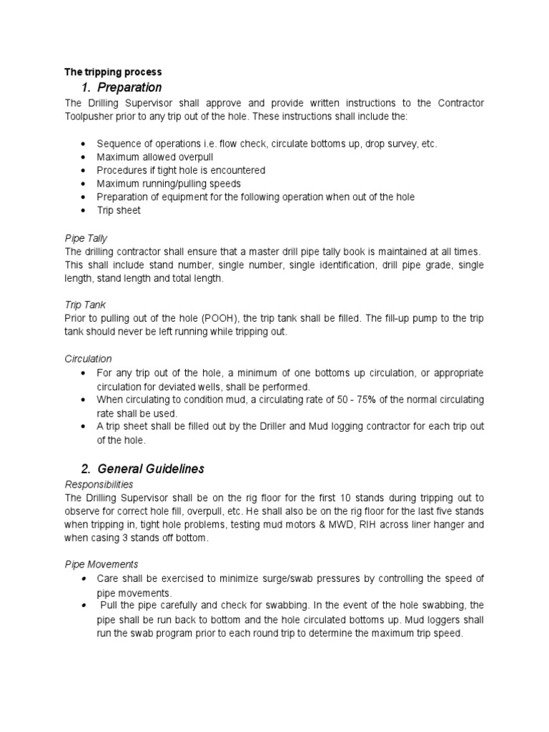 The Tripping Process | PDF | Casing (Borehole) | Drilling Rig