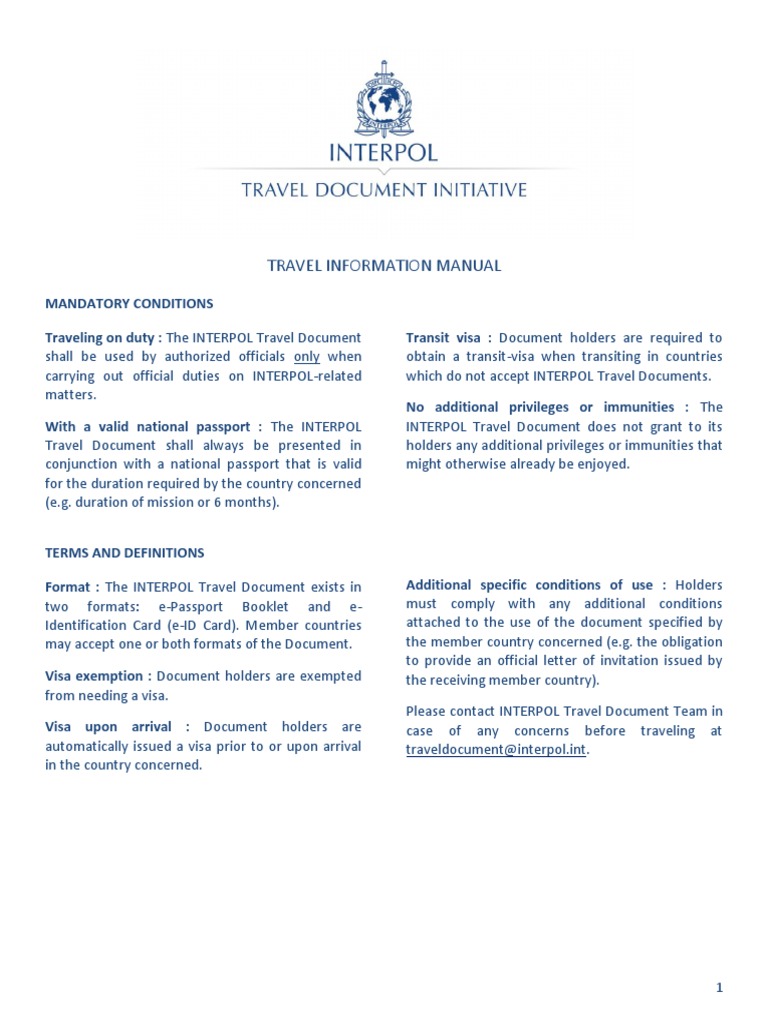 TIM - INTERPOL Travel Information Manual 2017 en | PDF | Travel Visa ...