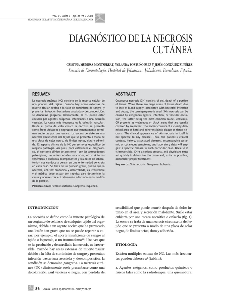 Necrosis Cutánea | PDF | Medicina | Especialidades Medicas