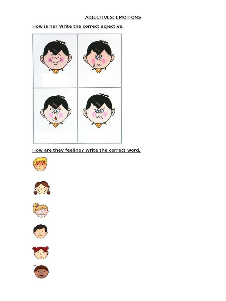 Adjectives Feelings - Beginners | PDF | Syntax | Psychological Concepts