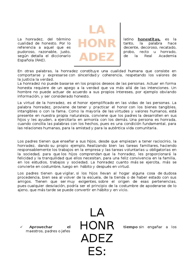 Significado y valor de la honradez | PDF | Pecado | Verdad