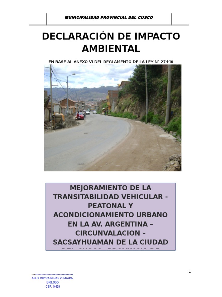 Declaracion de Impacto Ambiental | PDF | Peatonal | Residuos