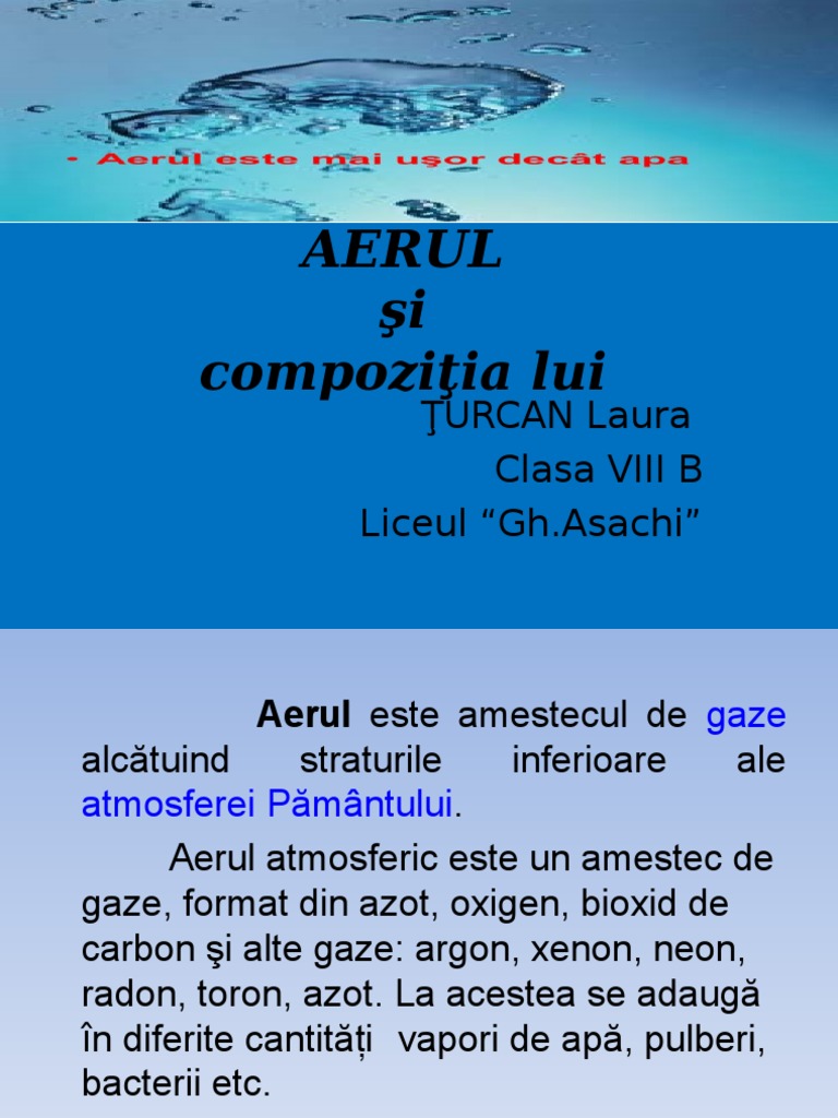 Aerul Si Compozitia Lui Turcan Laura 8B | PDF