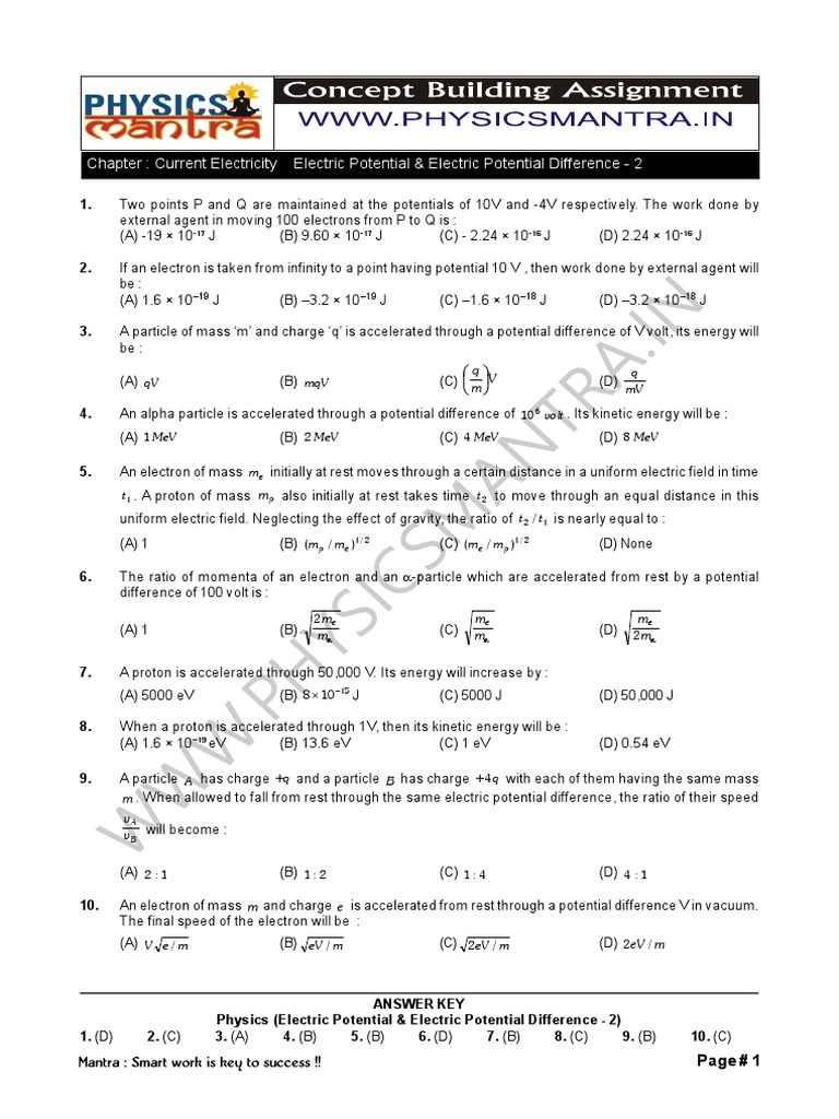 Electric Potential & Electric Potential Difference - 2 | PDF | Electronvolt | Electron