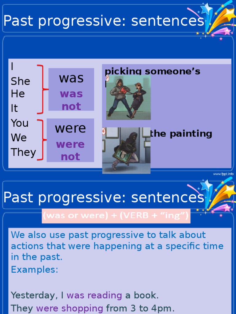 Past Progressive: Sentences: I She He It You We They | PDF