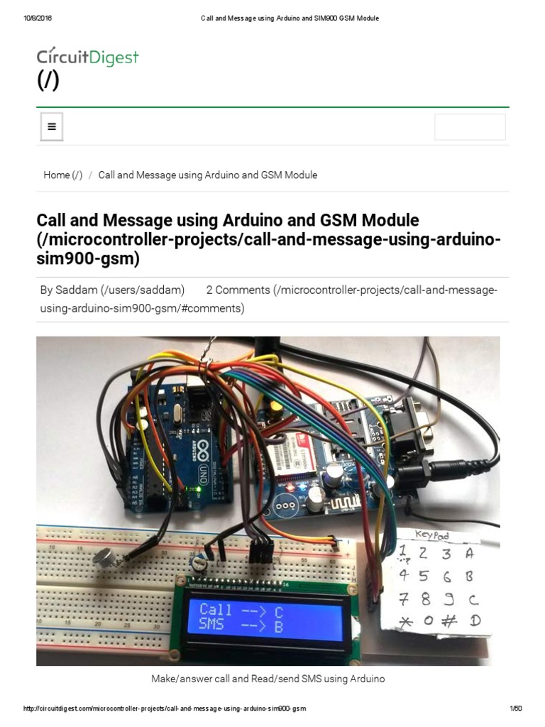 Call and Message Using Arduino and SIM900 GSM Module | PDF | Short ...