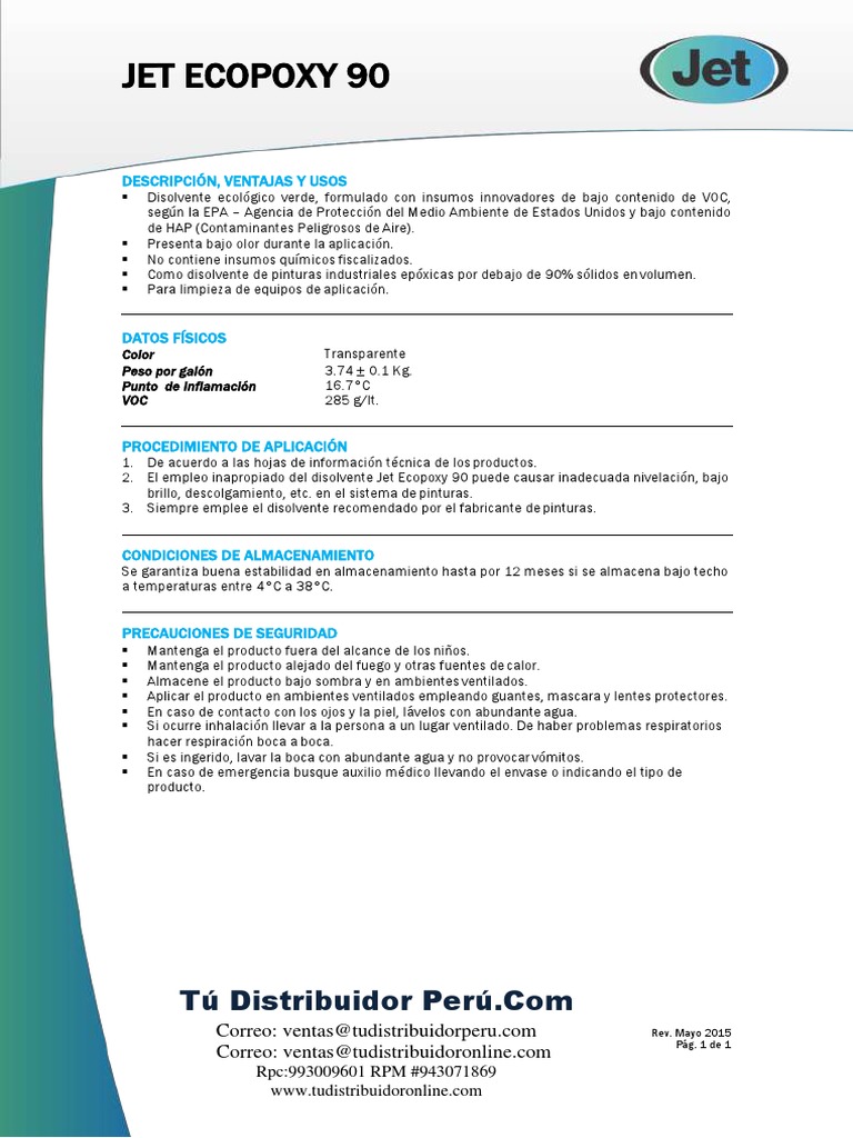 Jet Ecopoxy 90 Ficha Tecnica | PDF