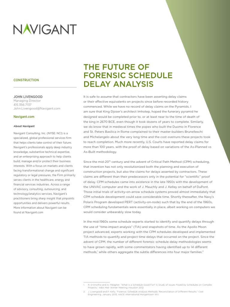 Future of Forensic Schedule Delay Analysis PDF | PDF | Precedent | Mediation